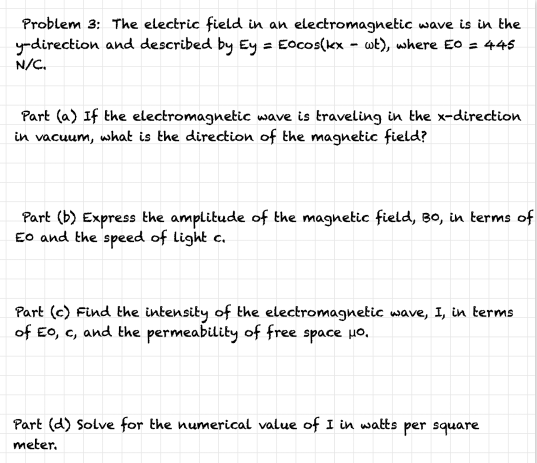 Solved Problem 3: The electric field in an electromagnetic | Chegg.com