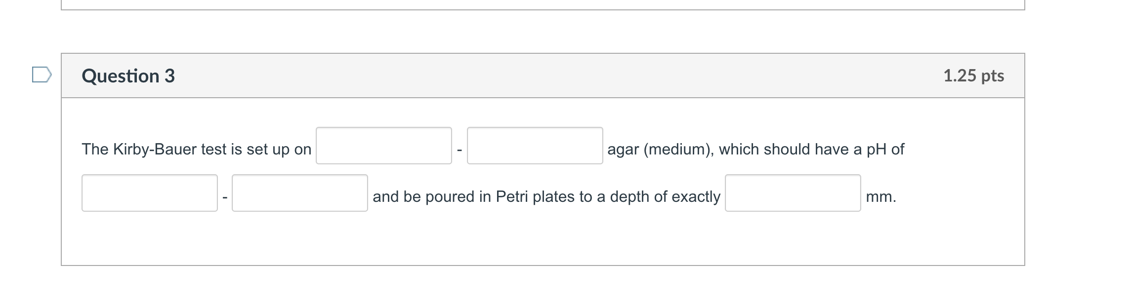 Solved Question 3 1.25 pts The Kirby-Bauer test is set up on | Chegg.com