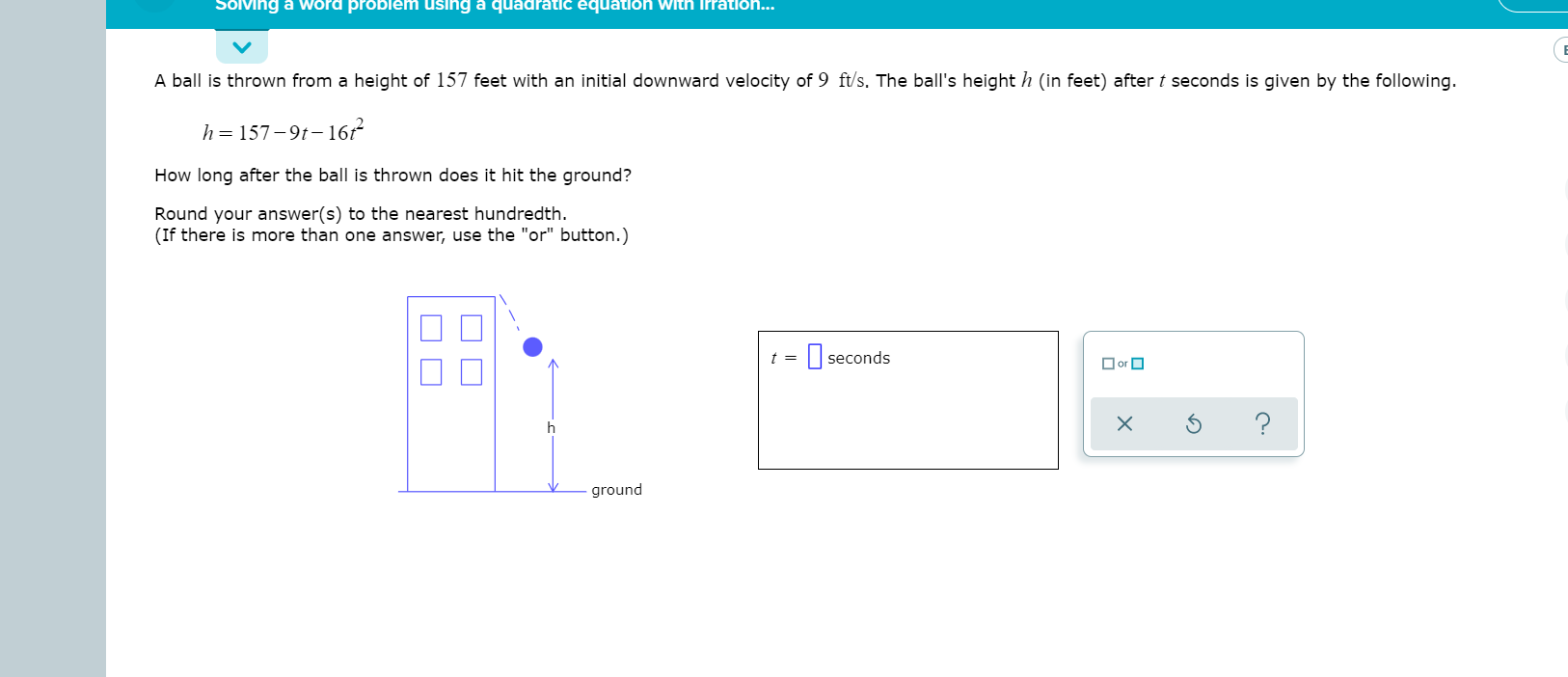 Solved Solving a word problem using a quadratic equation | Chegg.com