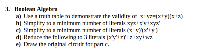Solved 3. Boolean Algebra a) Use a truth table to | Chegg.com