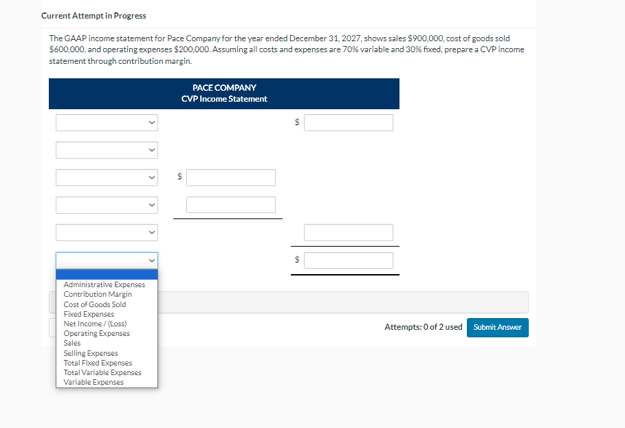 Solved The GAAP income statement for Pace Company for the | Chegg.com