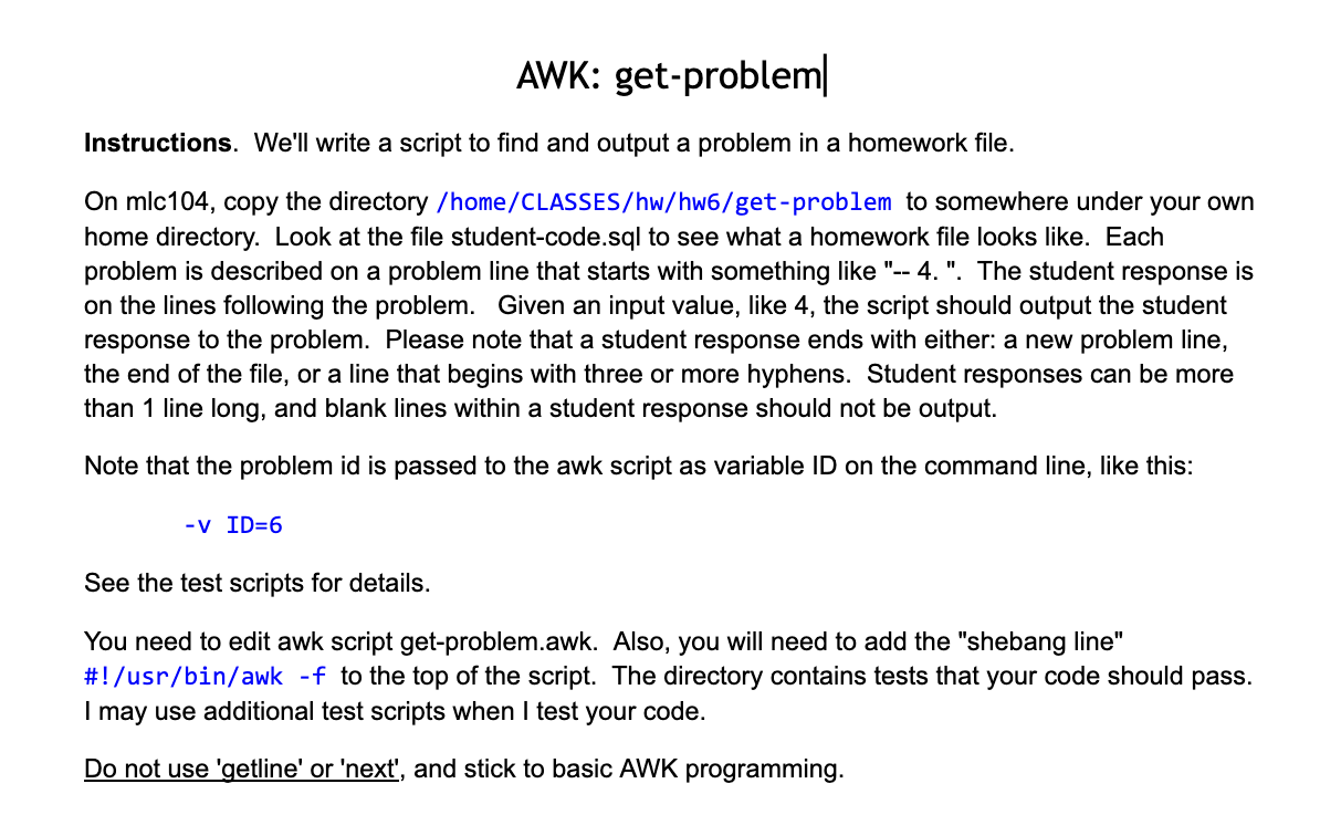 PLEASE HELP ME WITH THIS AWK AND SQL SCRIPT | Chegg.com