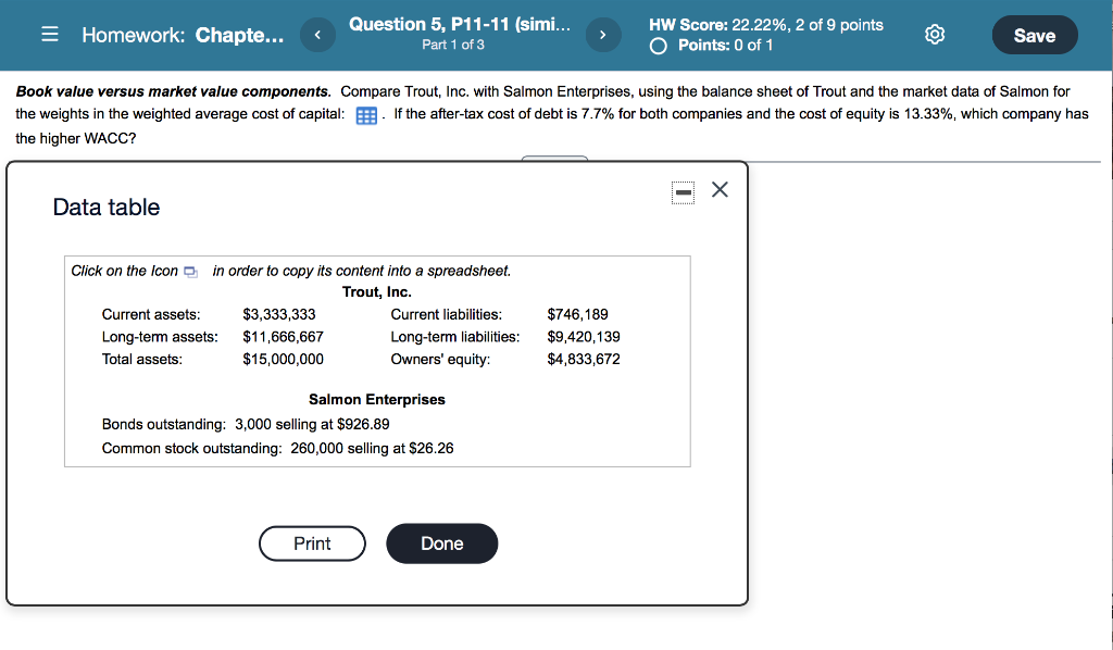 Solved 1) What is the book value adjusted WACC for Trout | Chegg.com