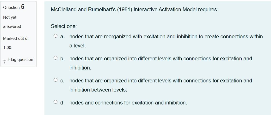 Solved McClelland and Rumelhart's (1981) Interactive | Chegg.com