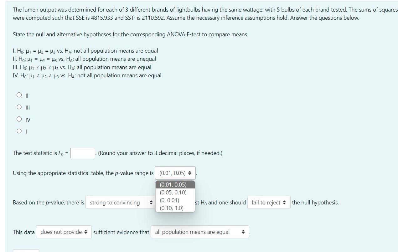 Solved The lumen output was determined for each of 3 | Chegg.com
