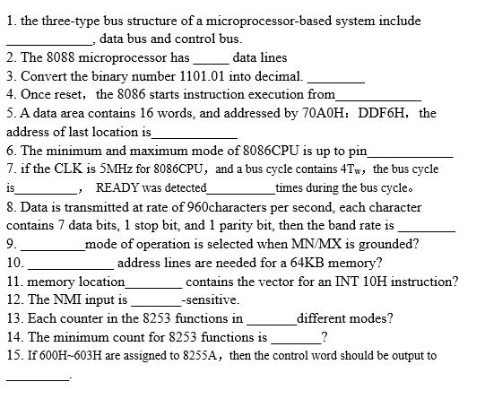 Solved 1. the three-type bus structure of a | Chegg.com