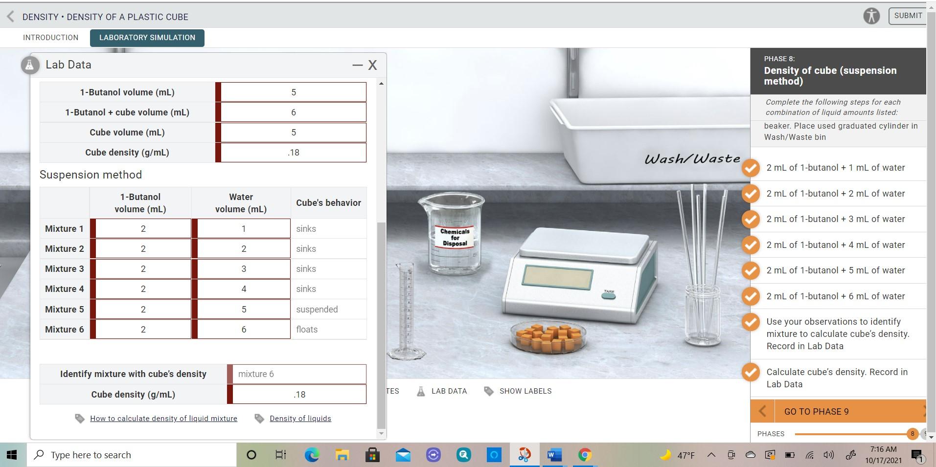 The cube g/ml for both the first one and the last one | Chegg.com