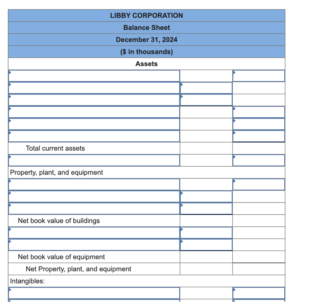 Solved Prepare a classified balance sheet for Libby | Chegg.com