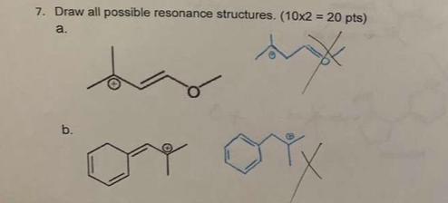7. Draw all possible resonance structures. ( 10×2=20 | Chegg.com