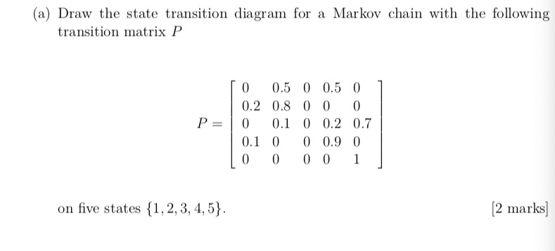 Solved (a) Draw the state transition diagram for a Markov | Chegg.com