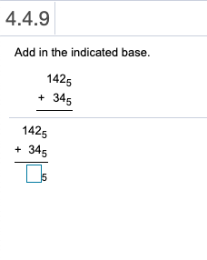 Solved Score: 0 of 1 pt 4.4.8 Add in the indicated base. 124 | Chegg.com