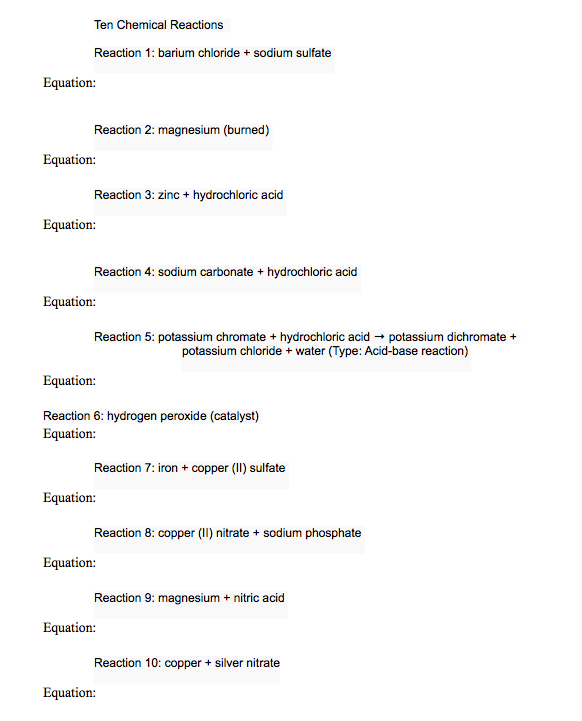 Solved A. Combination reactions: a. Reaction 1: Mg + Oxygen | Chegg.com
