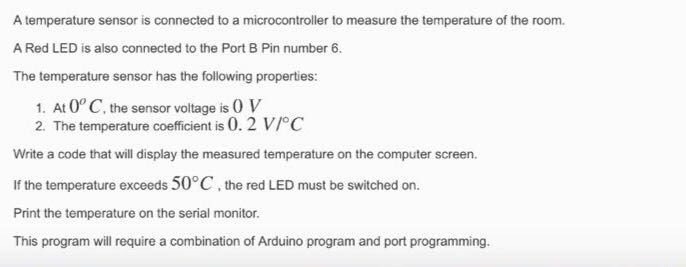 Solved A temperature sensor is connected to a micro | Chegg.com