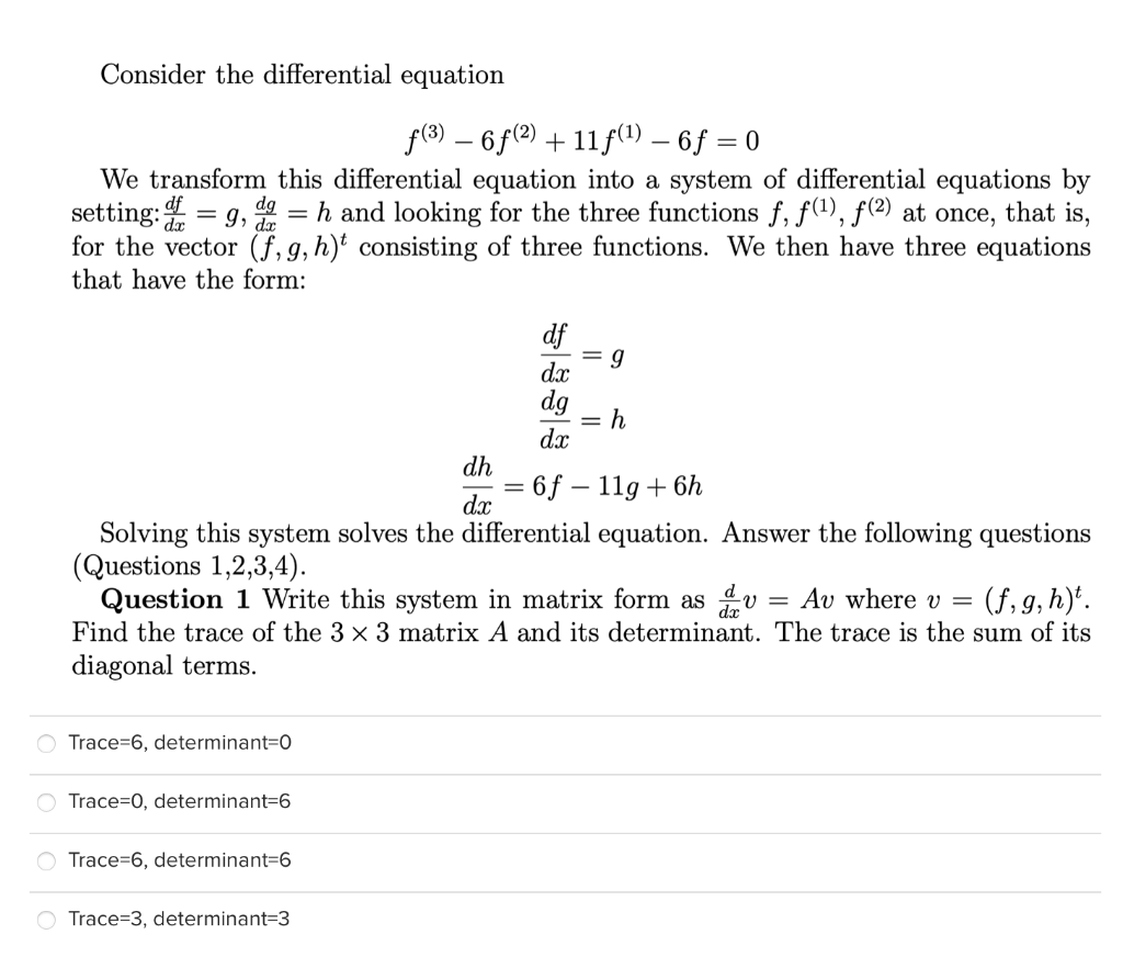 Solved Consider the differential equation f(3) – 6f(2) + | Chegg.com