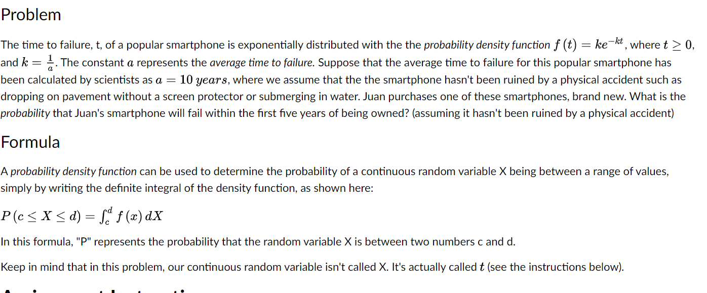Solved Problem The time to failure, t, of a popular | Chegg.com