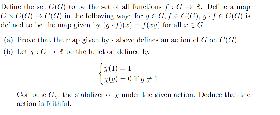 Solved Define the set C(G) to be the set of all functions | Chegg.com