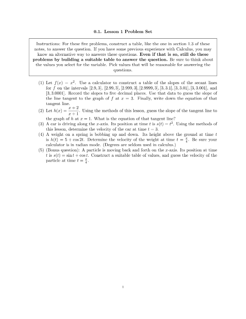 0.1. Lesson 1 Problem Set Instructions: For these | Chegg.com