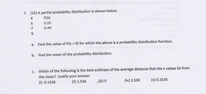 Solved (15) A partial probability distribution is shown | Chegg.com