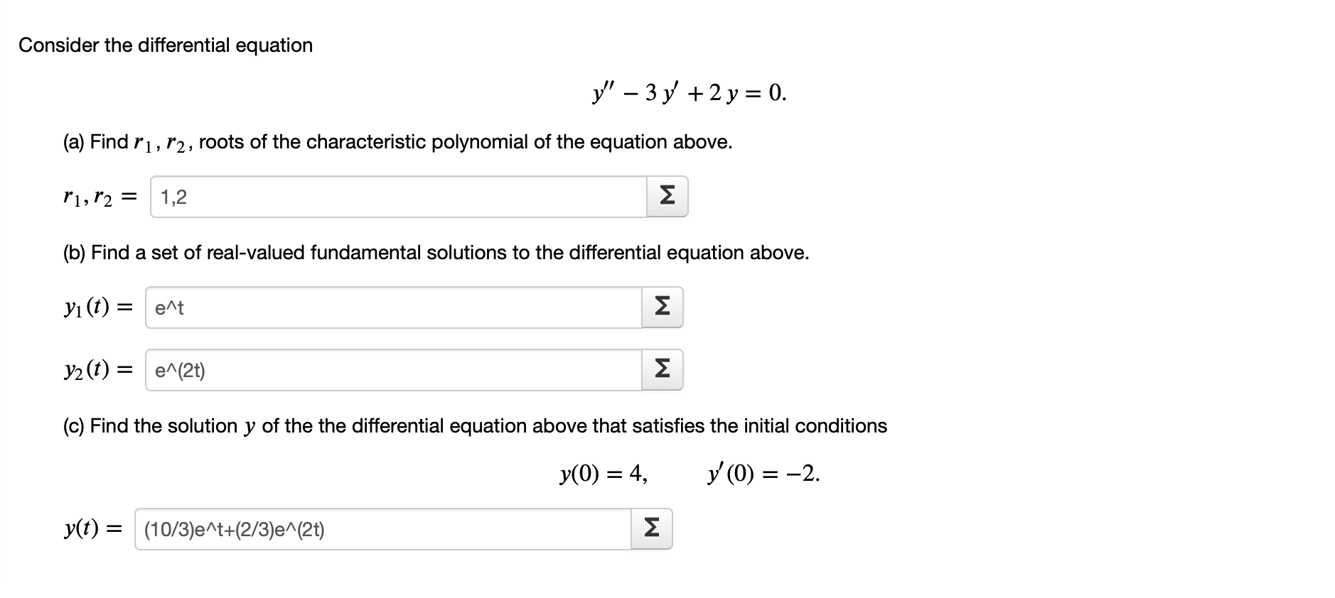 Solved Consider the differential equation y" – 3 y' + 2 y = | Chegg.com