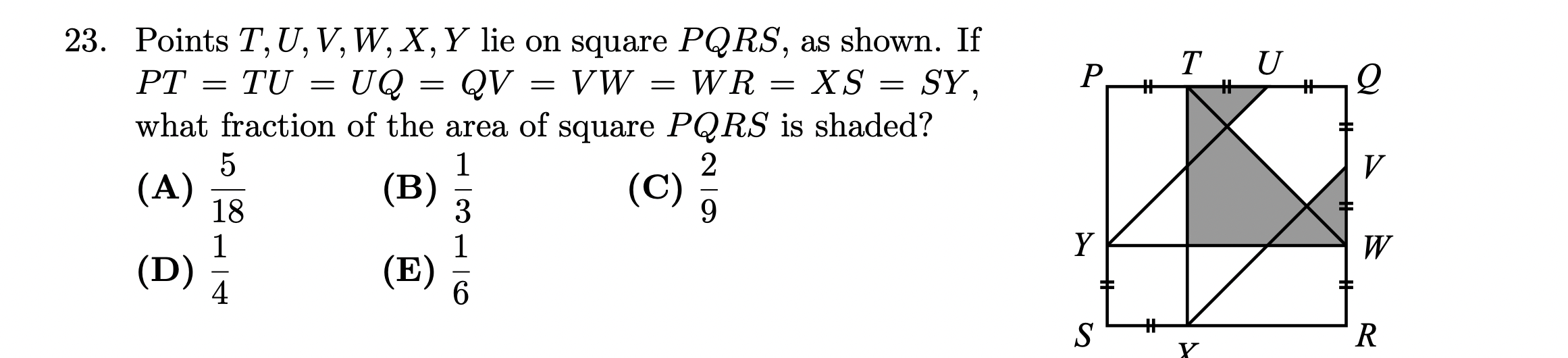 Solved Points T,U,V,W,X,Y lie on square PQRS, as shown. If | Chegg.com