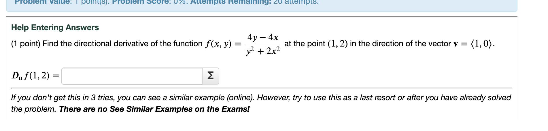 Solved Help Entering Answers (1 point) Find the directional | Chegg.com
