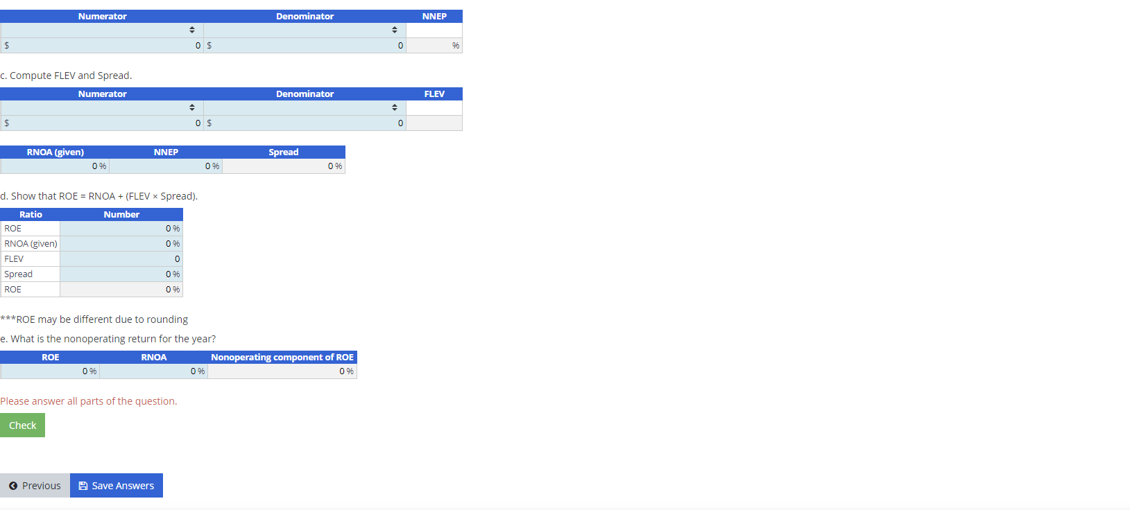 Solved Compute ROE and Nonoperating Return with Negative NNO | Chegg.com