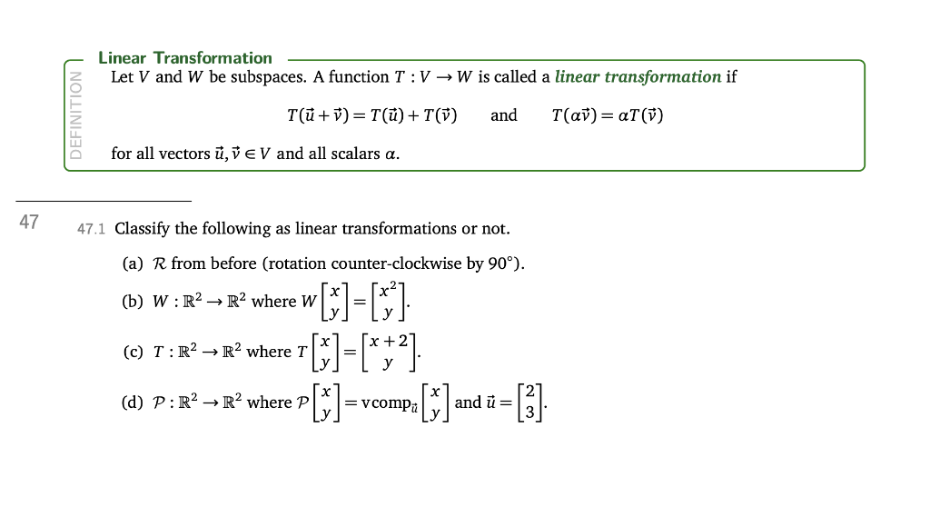Solved Linear Transformation Let V and W be subspaces. A | Chegg.com