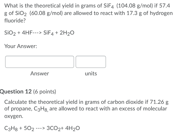 Solved What is the theoretical yield in grams of SiF4 | Chegg.com
