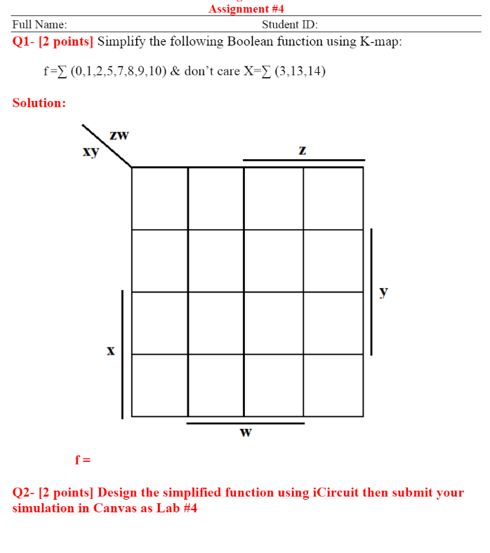 Solved Assignment #4 Full Name: Student ID: Q1- [2 points) | Chegg.com