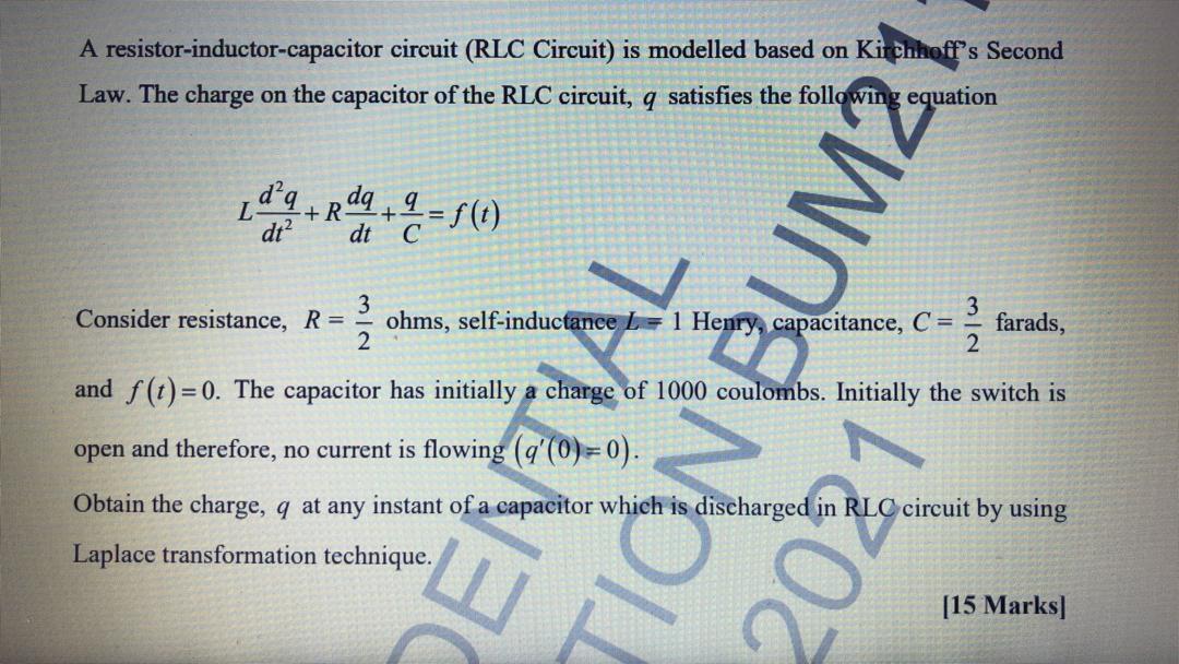 A Resistor Inductor Capacitor Circuit Rlc Circuit