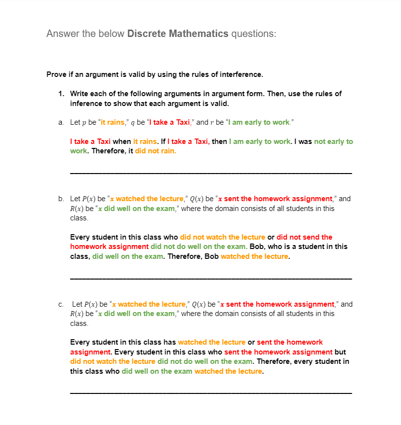 Solved Answer the below Discrete Mathematics questions: | Chegg.com