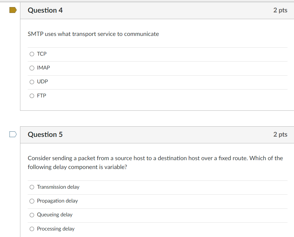 Solved SMTP uses what transport service to communicate TCP | Chegg.com