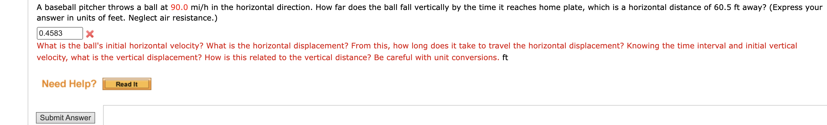 Solved answer in units of feet. Neglect air resistance.) | Chegg.com