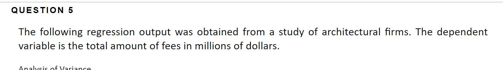 Solved The following regression output was obtained from a | Chegg.com