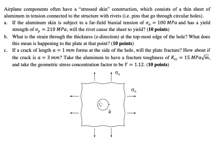 Airplane components often have a “stressed skin” | Chegg.com