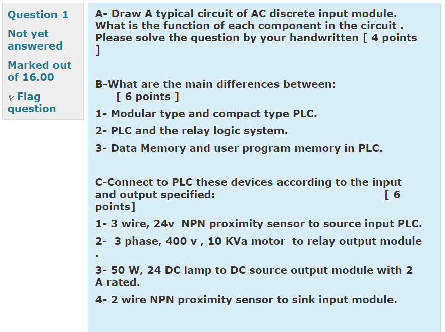 A- Draw A typical circuit of AC discrete input | Chegg.com