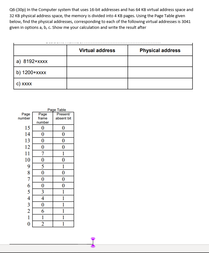 Solved 26-(30p) In the Computer system that uses 16-bit | Chegg.com