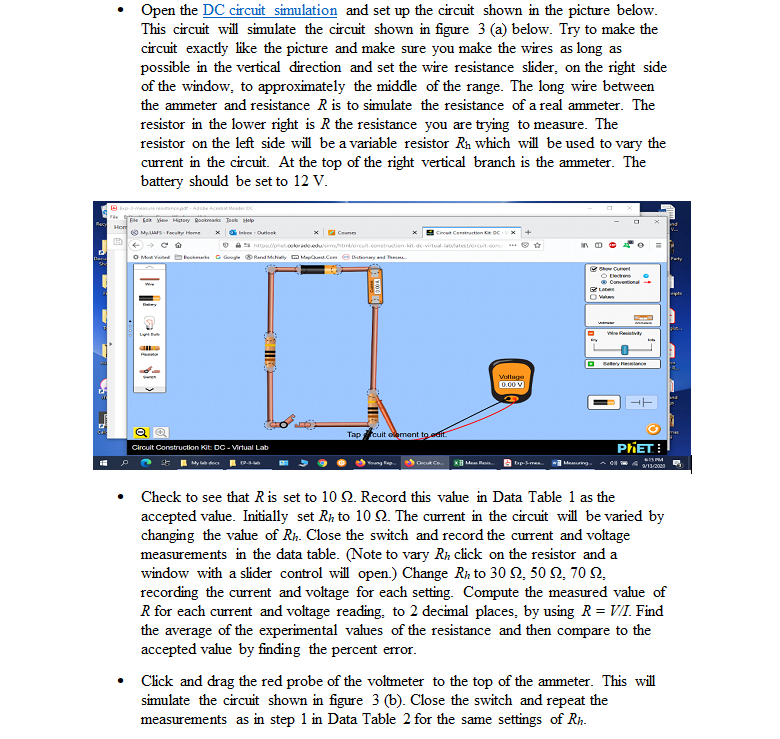 Solved Open the DC circuit simulation and set up the circuit | Chegg.com