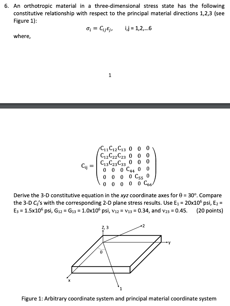 6. An orthotropic material in a three-dimensional | Chegg.com