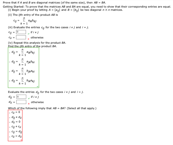 Solved Prove that if A and B are diagonal matrices of the | Chegg.com