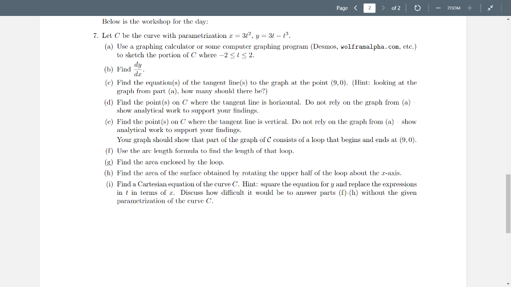 Solved - ZOOM + Page of 2 0 Below is the workshop for | Chegg.com