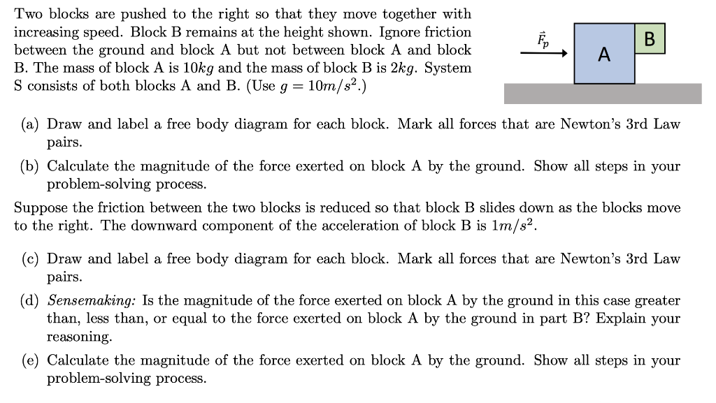 Solved ER B Two blocks are pushed to the right so that they | Chegg.com