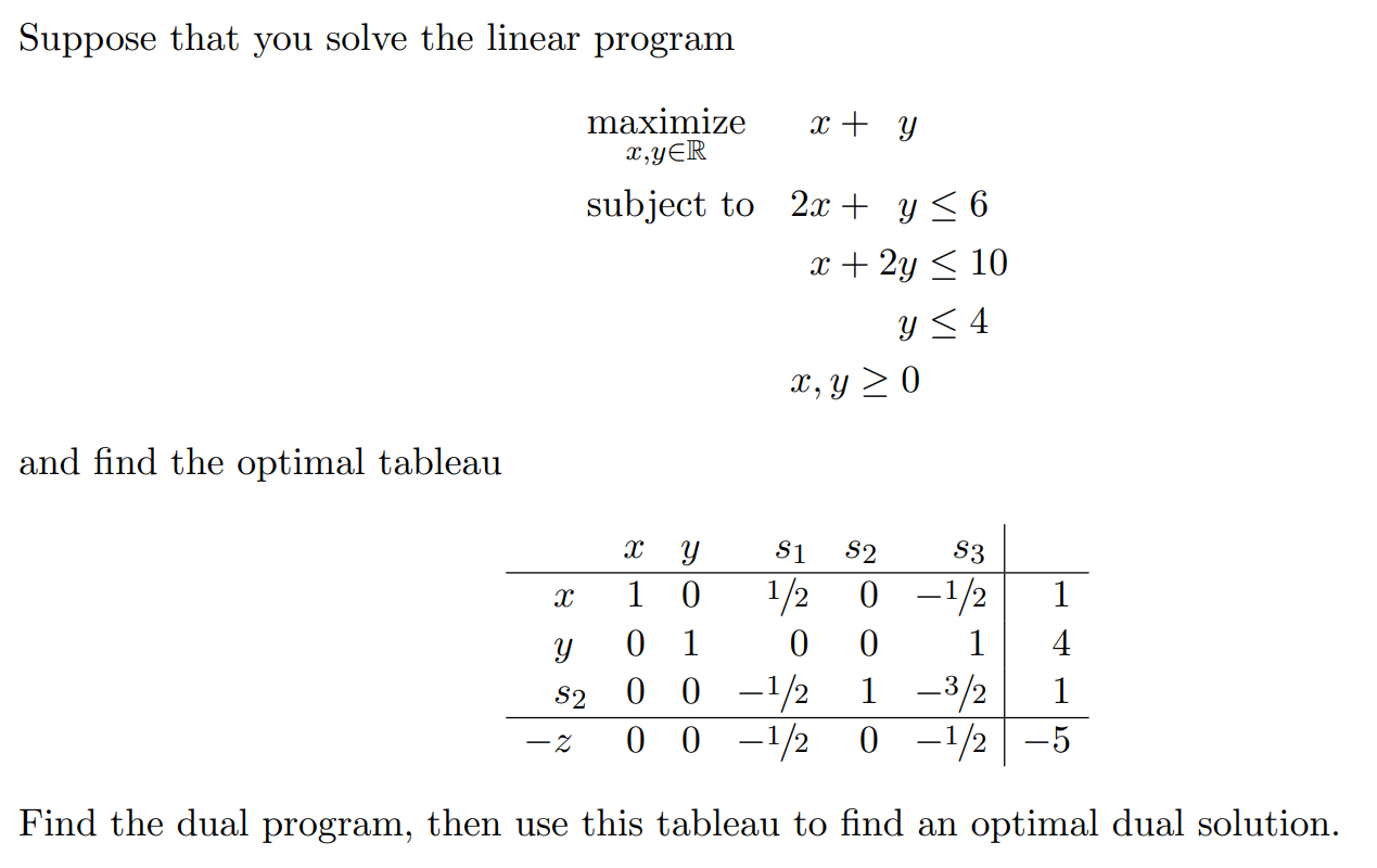 Solved Suppose that you solve the linear program maximize x | Chegg.com