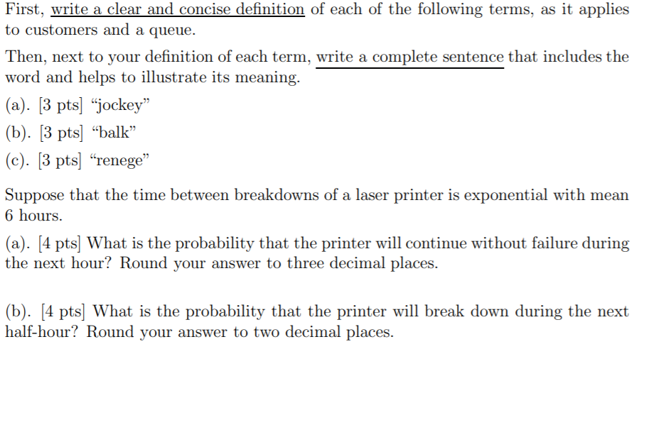 First, write a clear and concise definition of each | Chegg.com