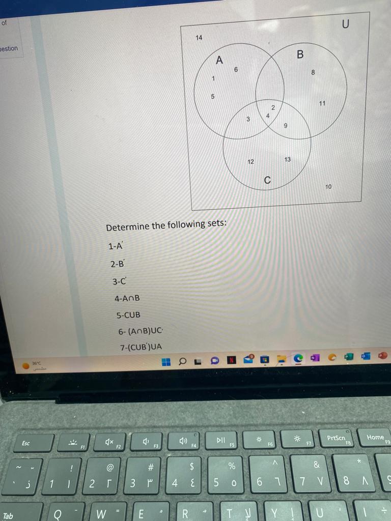 Solved of Gestion Tab Esc j 1 Q X ! 3-C 4-AnB 5-CUB 6- | Chegg.com
