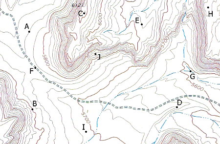 Solved What is the elevation at point I on the topographic | Chegg.com