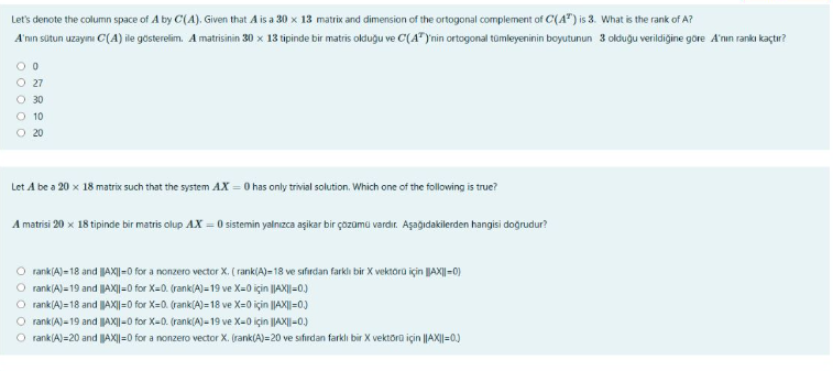 Let's denote the column space of A by C(A), Given | Chegg.com