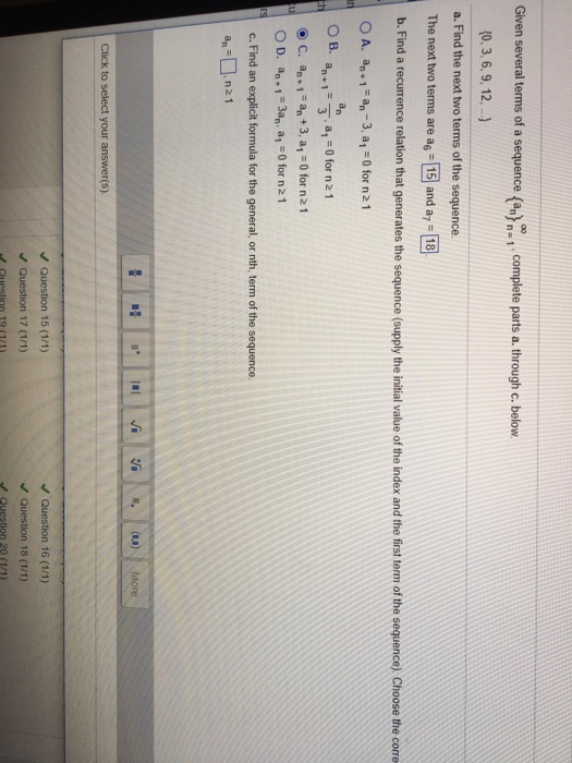 Solved Given several terms of a sequence (an 1 . Complete | Chegg.com