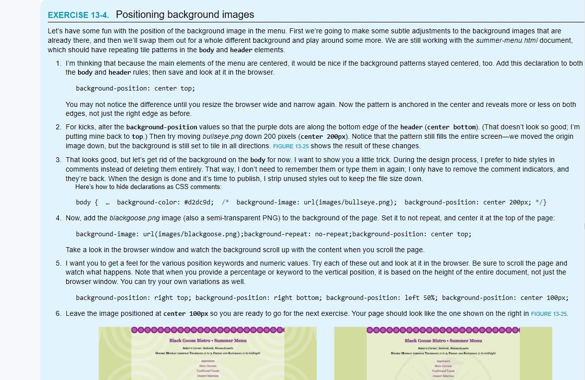 EXERCISE 13-4. Positioning background images Let's | Chegg.com