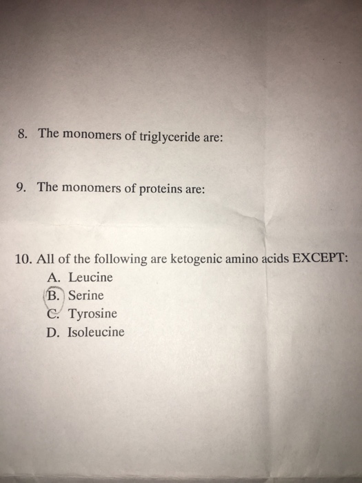 Solved The monomers of triglyceride are: The monomers of | Chegg.com